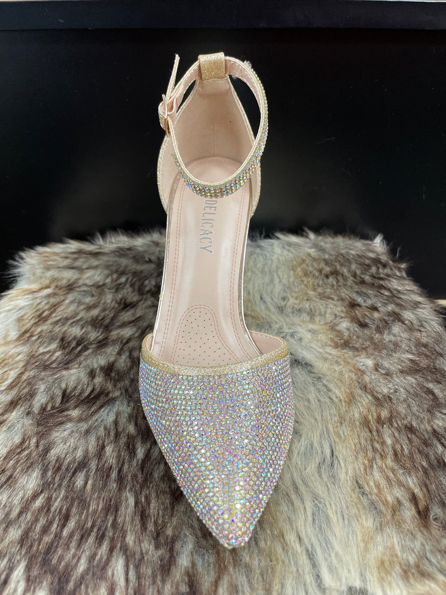 Anna Gold Rhinestone Heels – Moreno's Wear