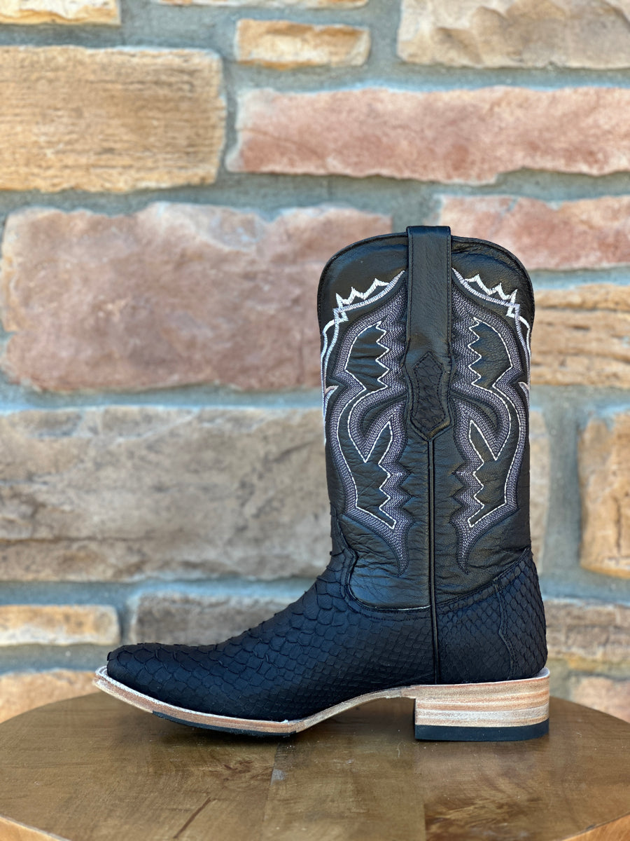 Men's Tanner Mark Genuine Python Matte Black Wide Square Toe – Moreno's ...