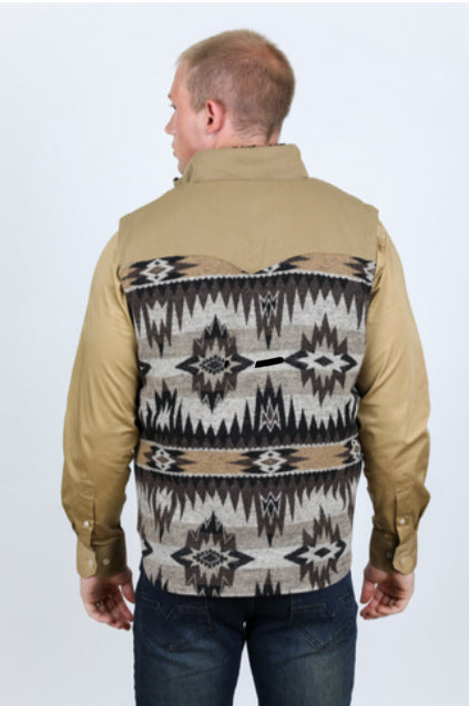 Men’s Platini Khaki Ethnic Aztec Quilted Fur Lined Vest – Moreno's Wear