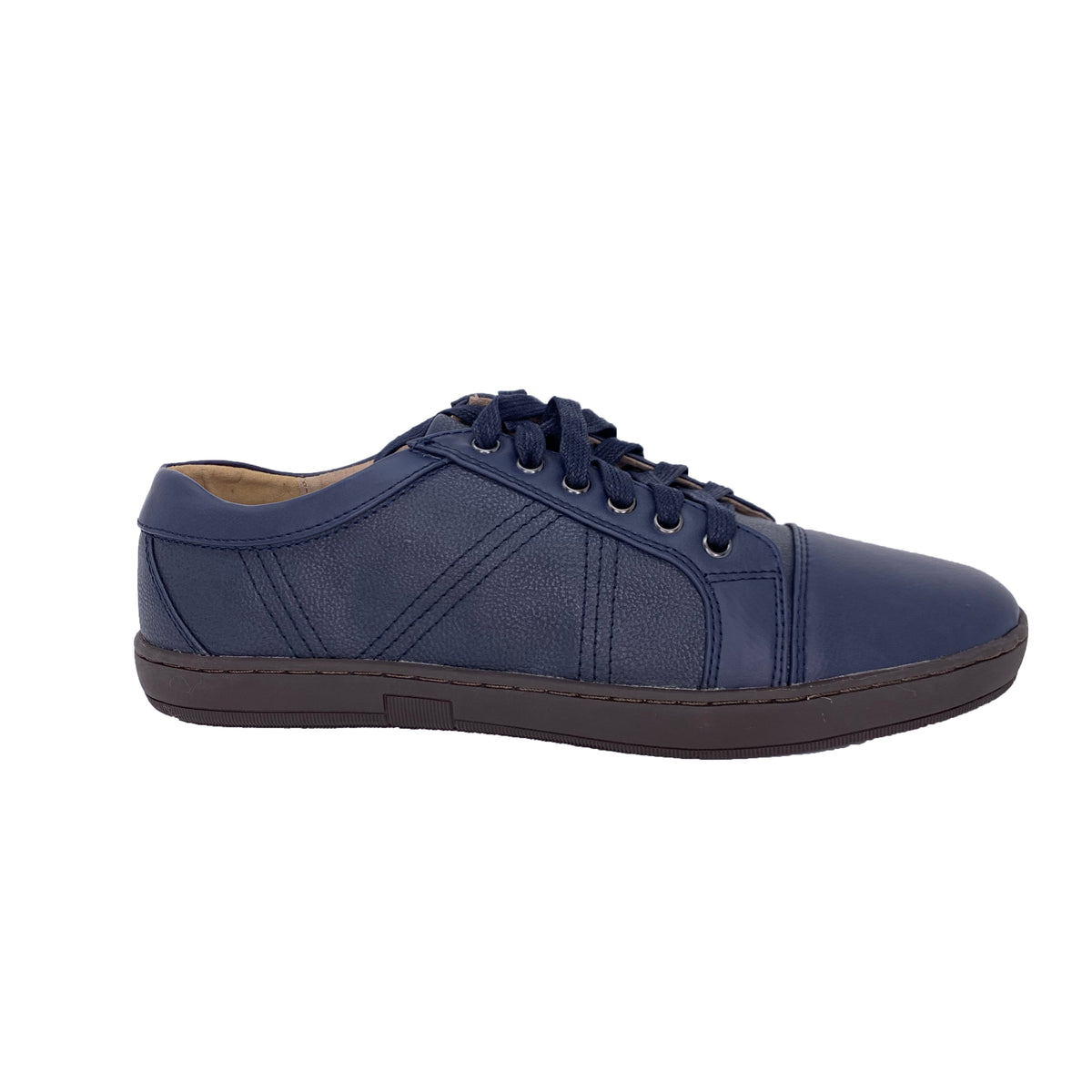 Roberto Navy Faux Leather Sneakers – Moreno's Wear