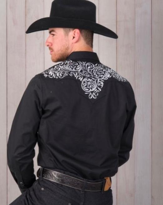 Julian Black Embroidered Western Shirt – Moreno's Wear